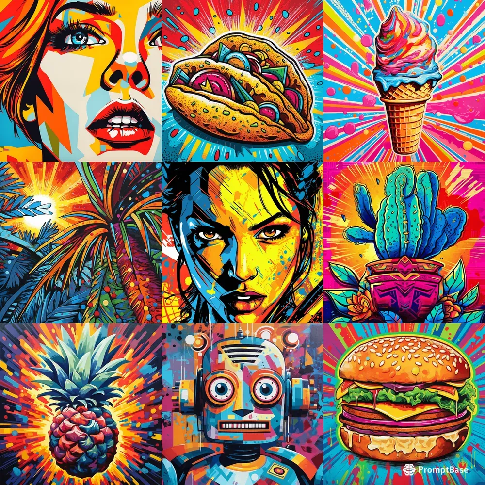 Bold Pop Art Illustrations Midjourney Prompt | PromptBase