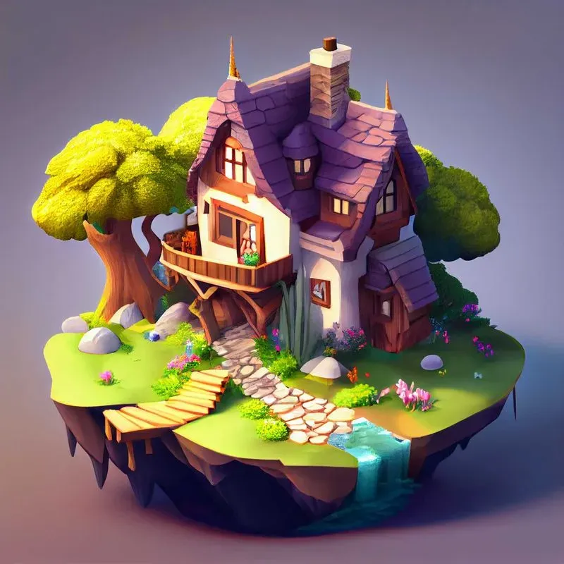 Isometric Fantasy Home Midjourney Prompt | PromptBase