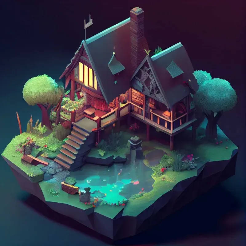 Isometric Fantasy Home Midjourney Prompt | PromptBase