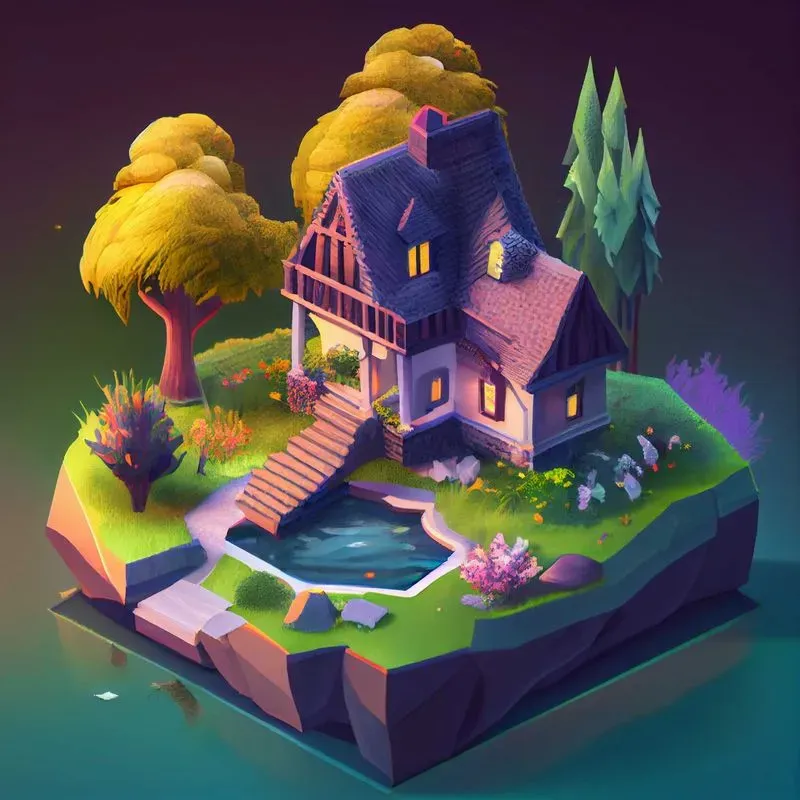 Isometric Fantasy Home Midjourney Prompt | PromptBase