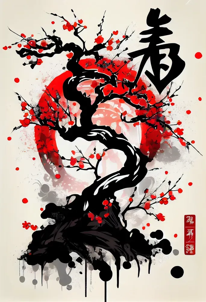 Japanese Calligraphy Art Collections Midjourney Prompt | PromptBase