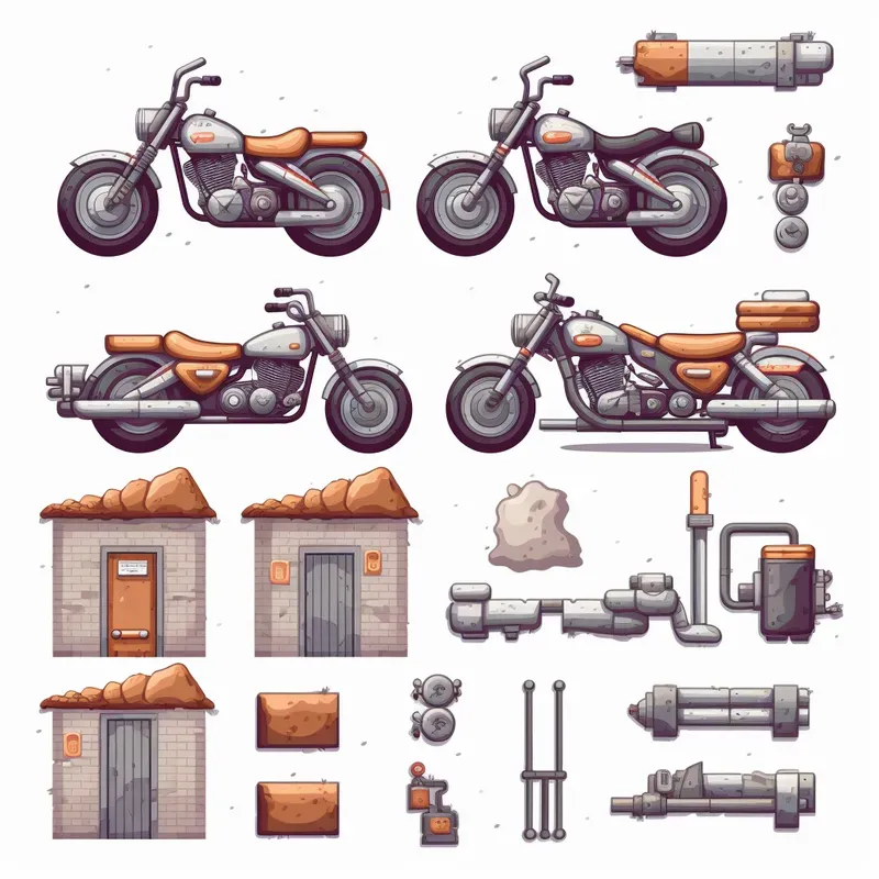 Retro 2D Assets Sheets Midjourney Prompt | PromptBase