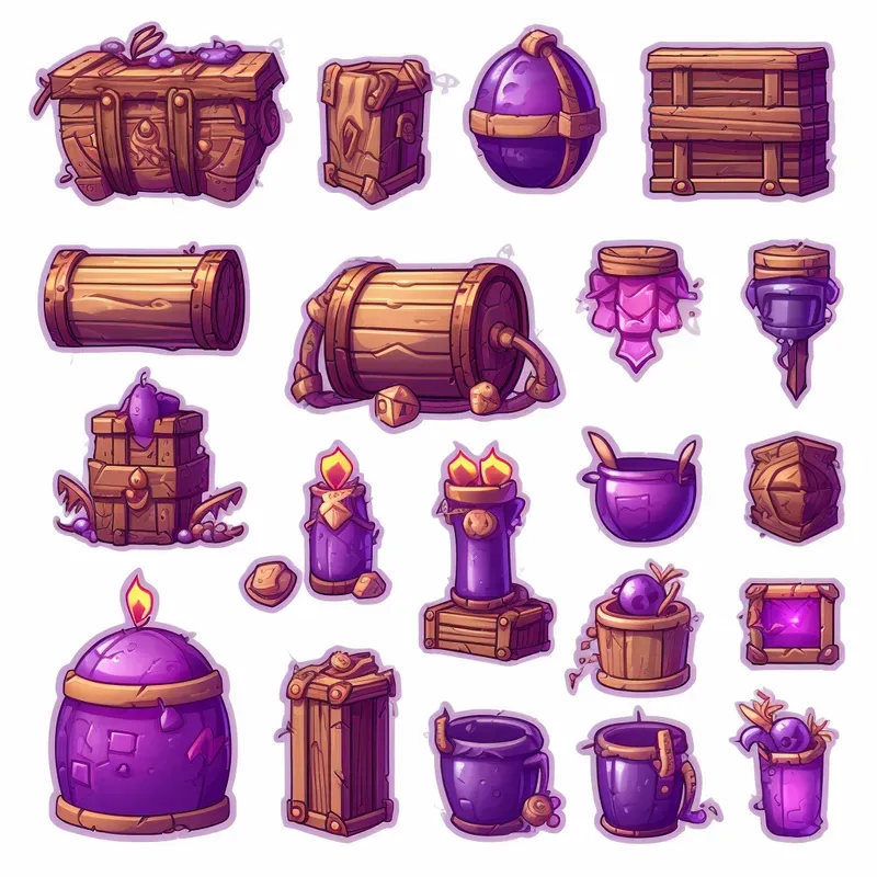 Retro 2D Assets Sheets Midjourney Prompt | PromptBase