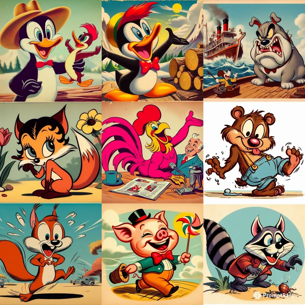 Classic Cartoon Homages DALL·E Prompt | PromptBase
