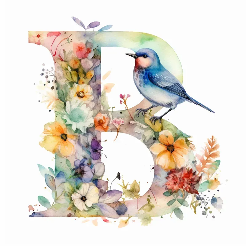 Watercolor Floral Bird Letters Midjourney Prompt | PromptBase