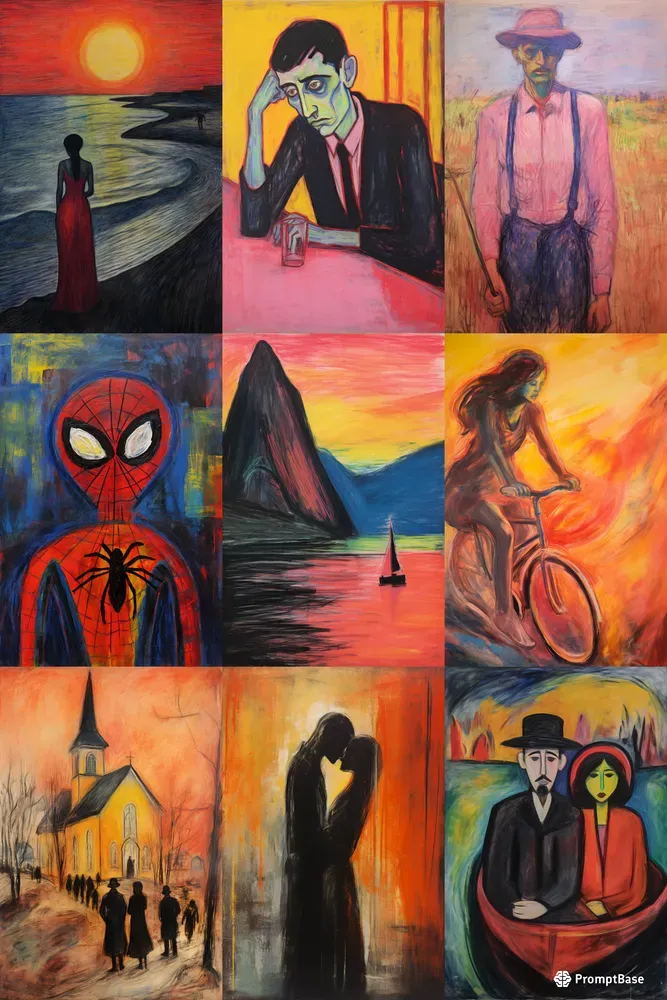 Edvard Munch Art Style Midjourney Prompt | PromptBase