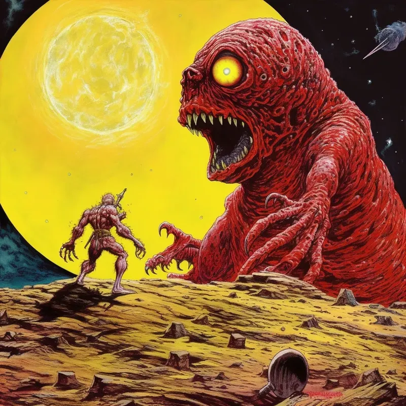 Old School Vivid Horror Illustrations Midjourney Prompt | PromptBase