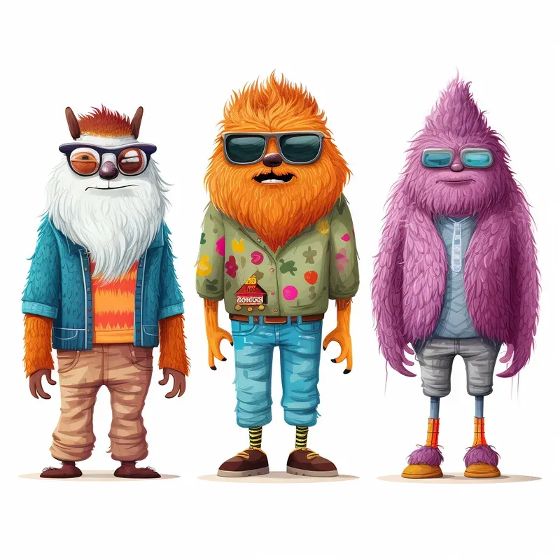 Funny Designer Characters Cliparts Midjourney Prompt | PromptBase