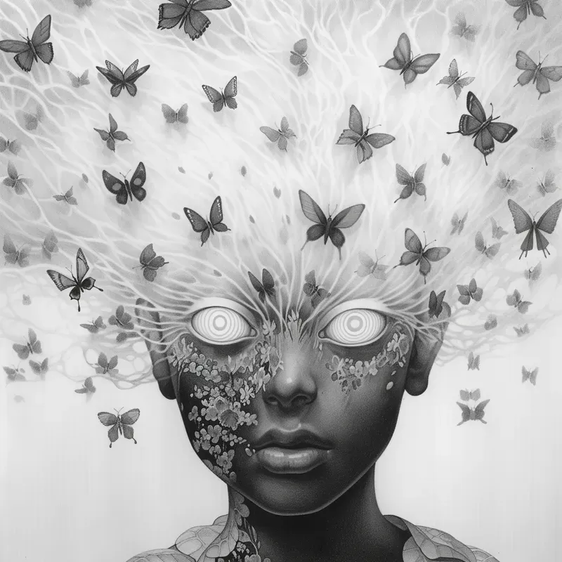 Black And White Surrealism Illustrations Midjourney Prompt | PromptBase