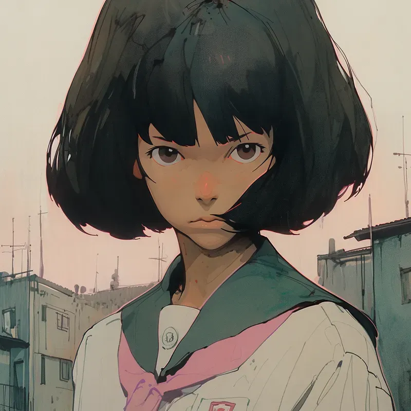 Muted Tones Retro Anime Characters Midjourney Prompt | PromptBase