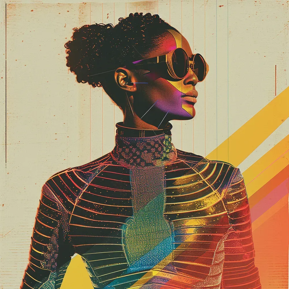 Retro Futuristic Fashion Collages Midjourney Prompt | PromptBase