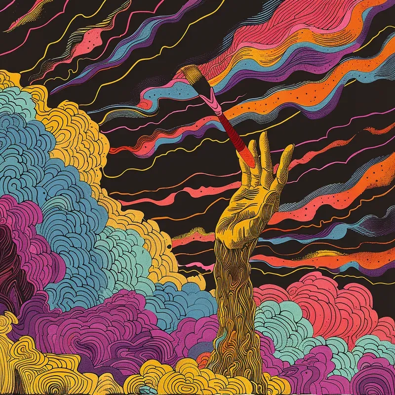 Colorful Dynamic Line Art Midjourney Prompt | PromptBase