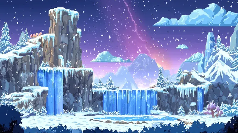 8bit 2D Platformer Games Landscapes Midjourney Prompt | PromptBase