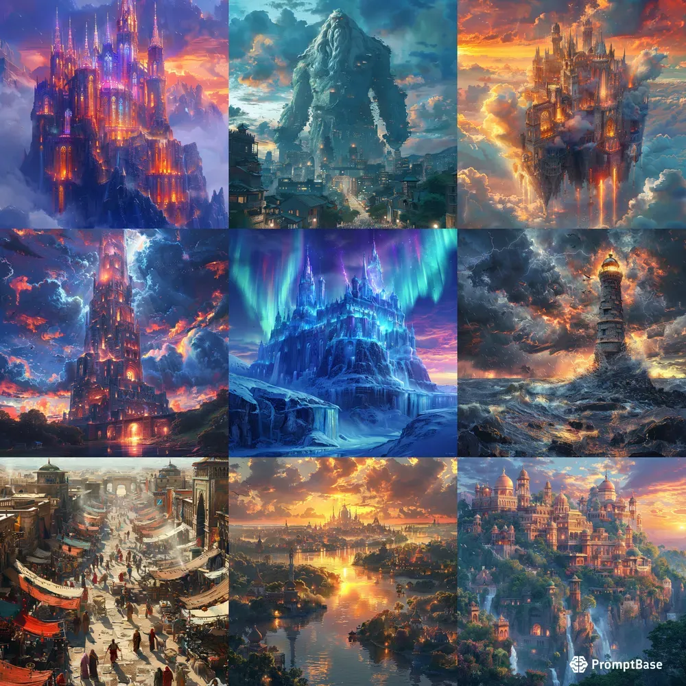 Fantasy Dream World Landmarks Midjourney Prompt | PromptBase