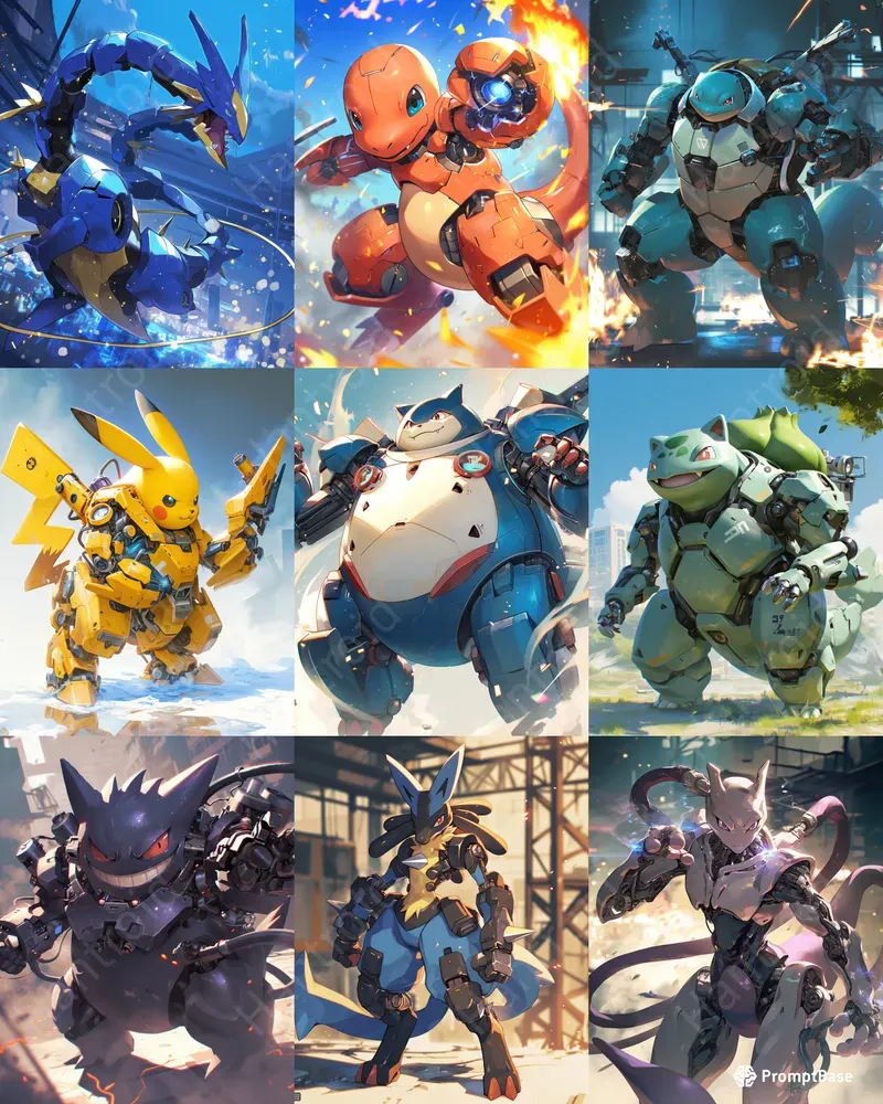 Mecha Pokemon Anime Marvel Midjourney Prompt | PromptBase