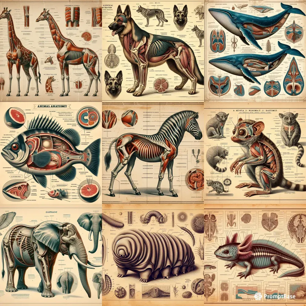 Artistic Animal Anatomy Diagrams DALL·E Prompt | PromptBase