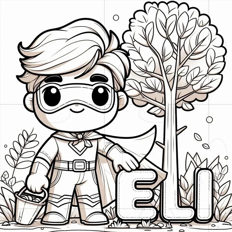 Story Coloring Pages With Child Names DALL·E Prompt | PromptBase