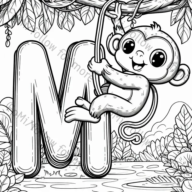 Alphabet Animal Antics Coloring Pages DALL·E Prompt | PromptBase