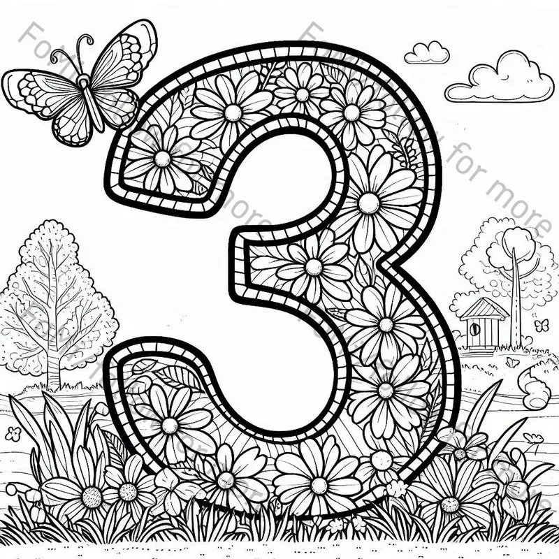 Interactive Number Gardens Coloring Pages DALL·E Prompt | PromptBase
