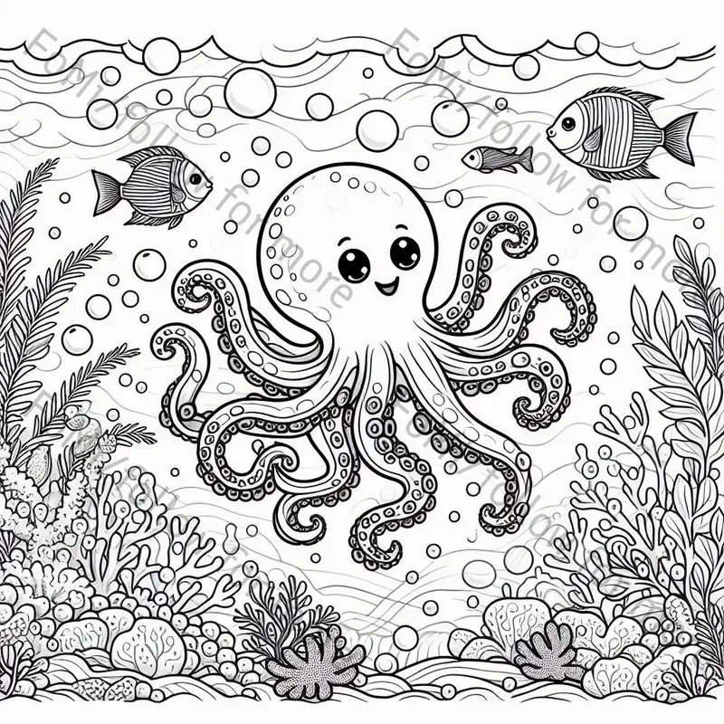 Under The Sea Adventures Coloring Pages DALL·E Prompt | PromptBase