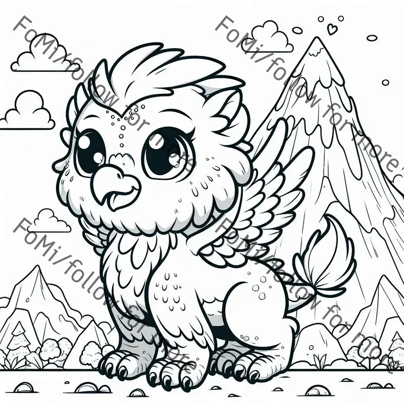Cute Fantasy Creatures Coloring Pages DALL·E Prompt | PromptBase