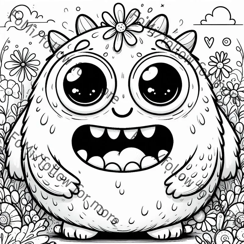 Whimsical Cute Monsters Coloring Pages DALL·E Prompt | PromptBase