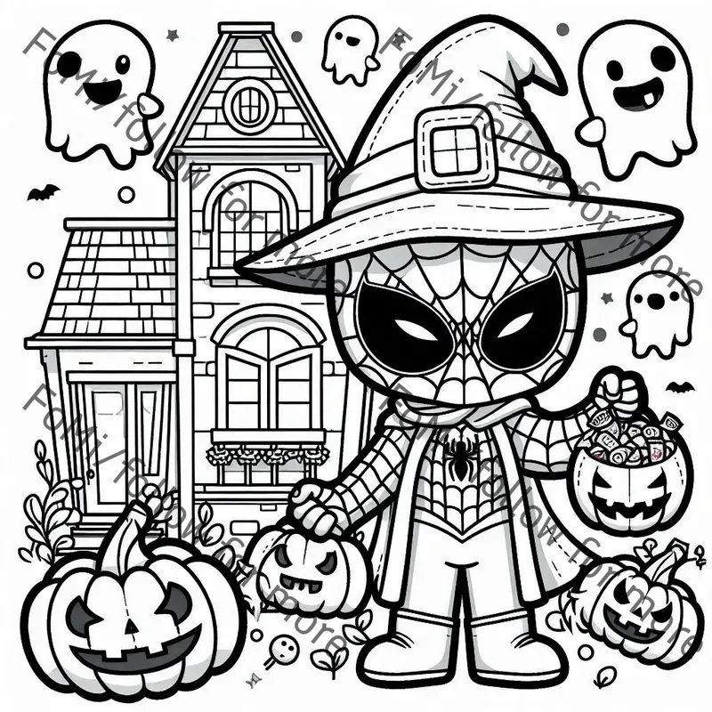 Cute Halloween Superhero Coloring Pages DALL·E Prompt | PromptBase