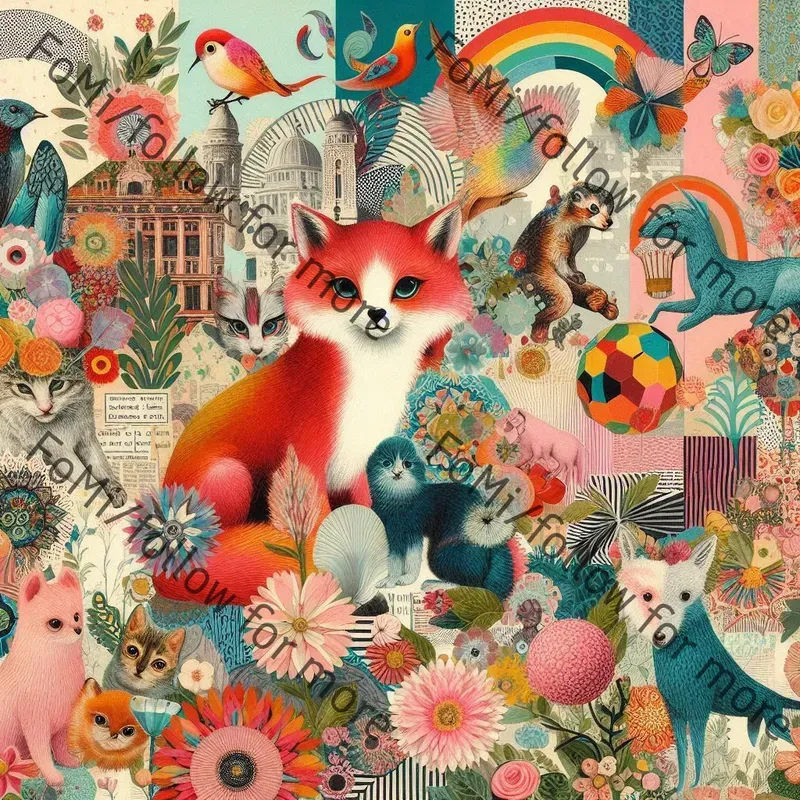 Vibrant Digital Collages DALL·E Prompt | PromptBase