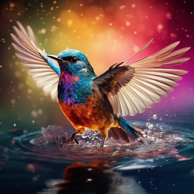 Bright Flying Animals In Water Photos Midjourney Prompt | PromptBase
