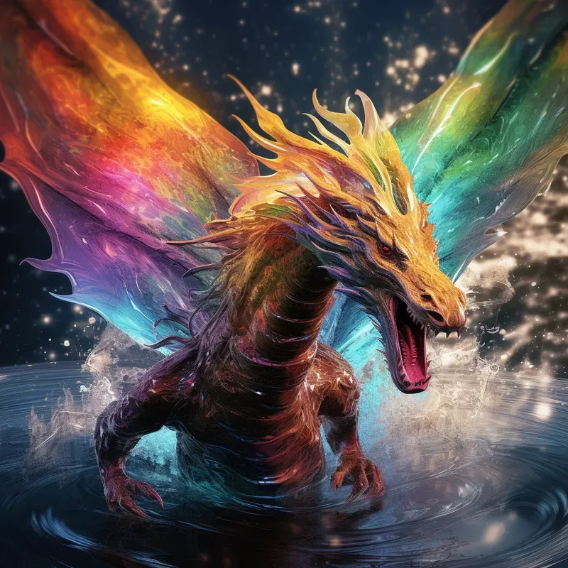 Bright Flying Animals In Water Photos Midjourney Prompt | PromptBase