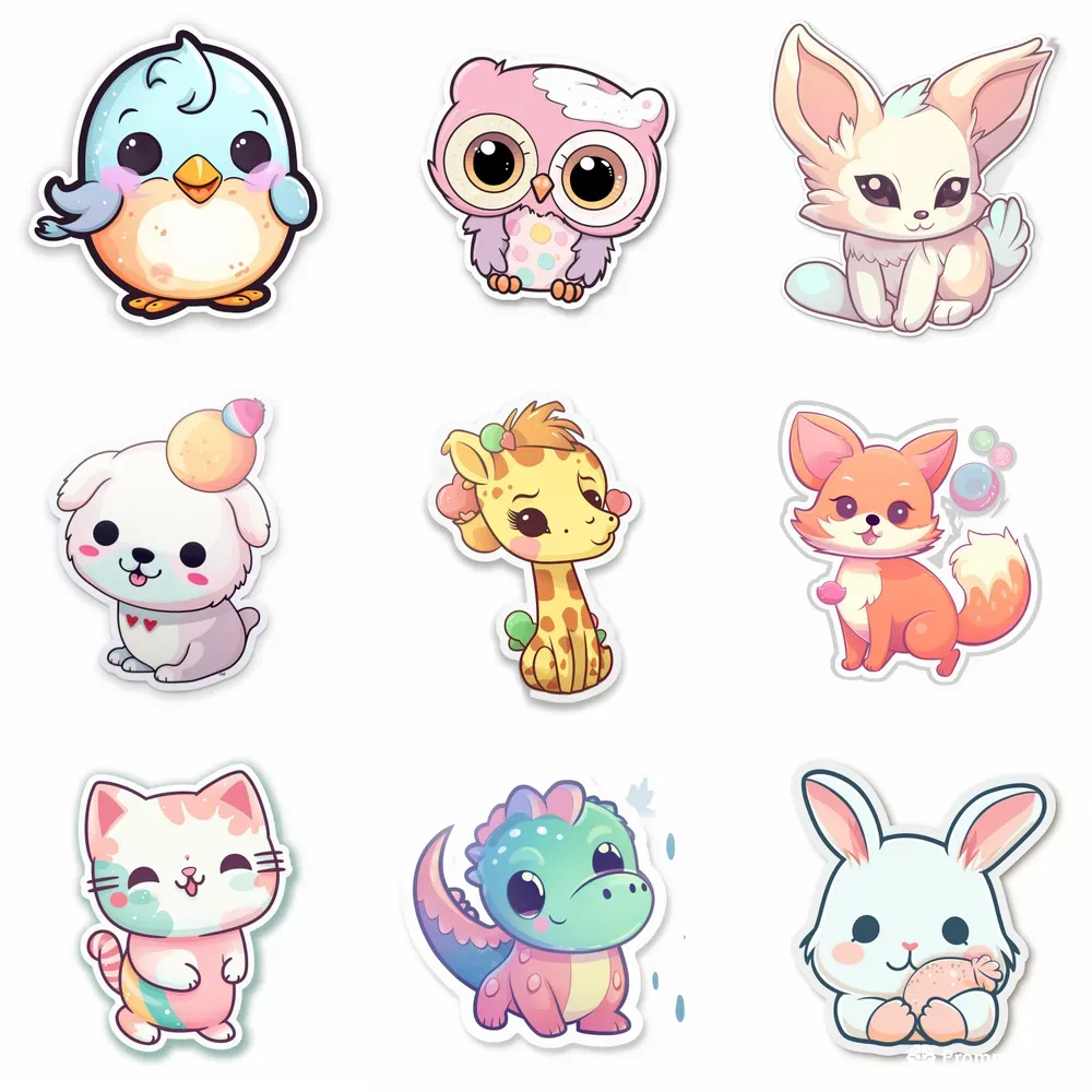 Cute Kawaii Animals Stickers Midjourney Prompt | PromptBase