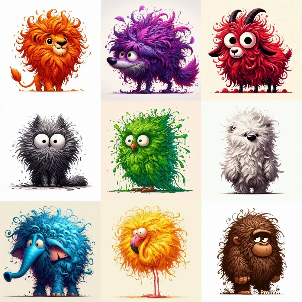Adorable Messy Fur Animals DALL·E Prompt | PromptBase
