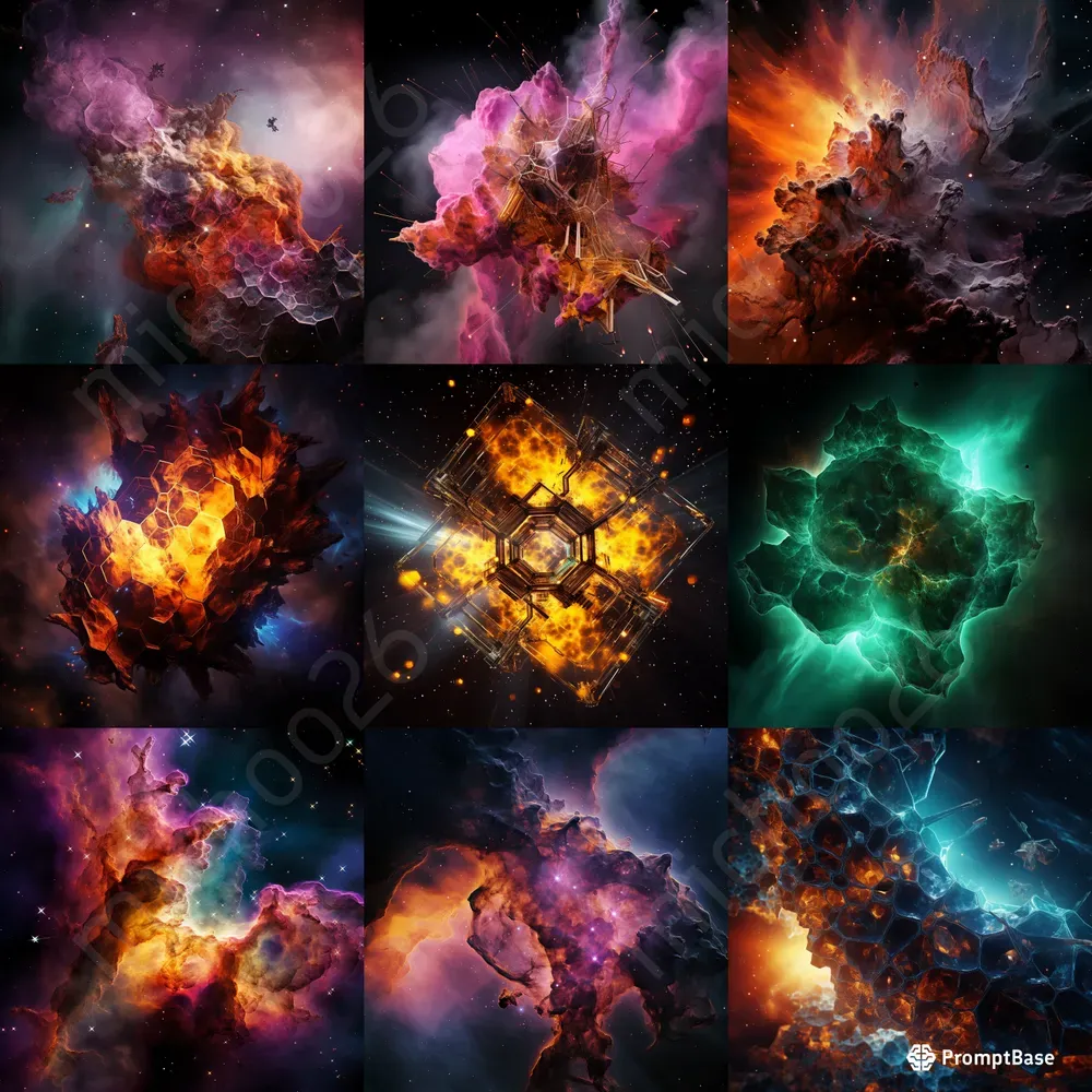 Cyberpunk Patterns Of Exploding Nebulas Midjourney Prompt | PromptBase