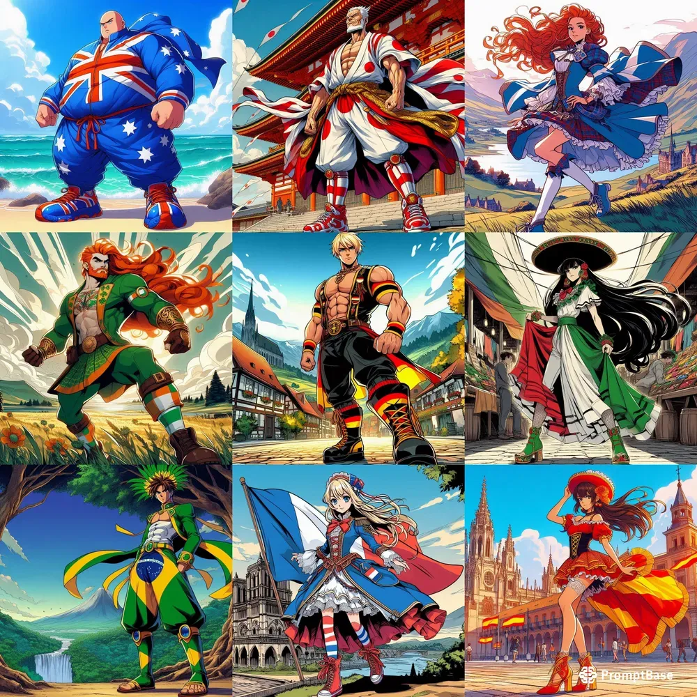 Anime Nation Characters DALL·E Prompt | PromptBase