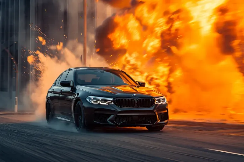 Action Films Shot Car Explosions Midjourney Prompt | PromptBase