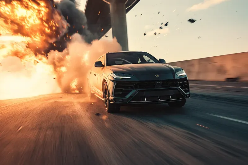 Action Films Shot Car Explosions Midjourney Prompt | PromptBase