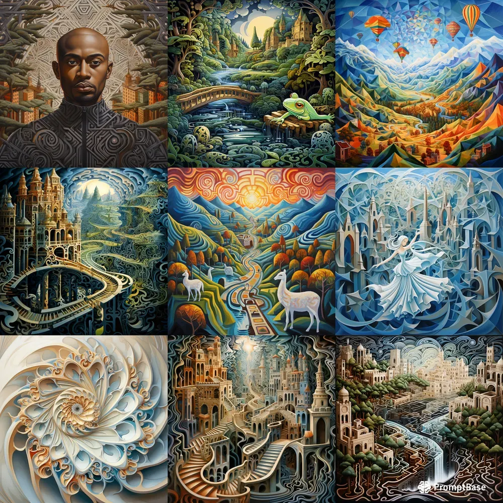 Darchuk Escher Hybrid Fusion Paints Midjourney Prompt | PromptBase