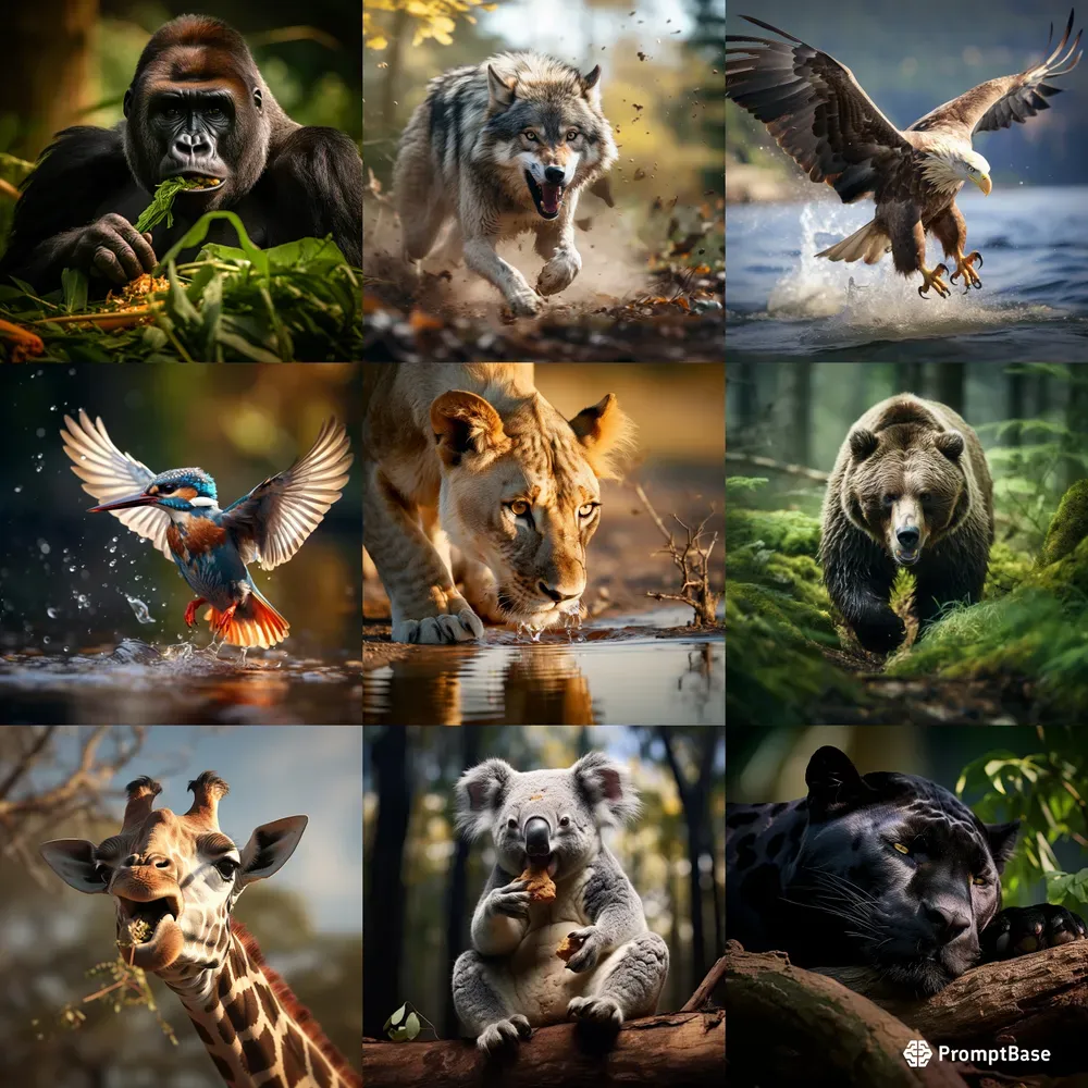 Animal Activities Wildlife Photographs Midjourney Prompt | PromptBase