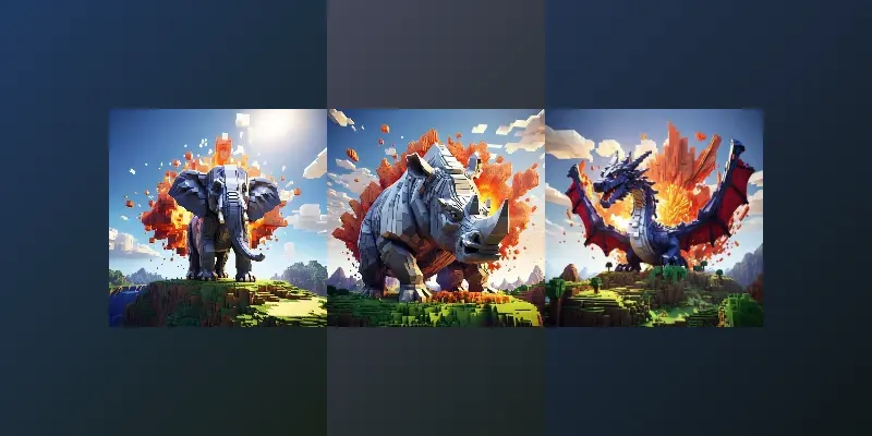 Explosive Animal Portraits In Minecraft Leonardo Ai Prompt | PromptBase