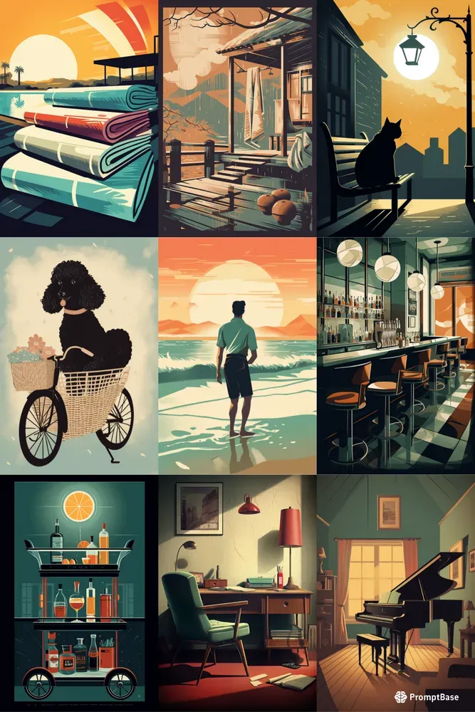 Retro 50s Illustration Posters Midjourney Prompt | PromptBase