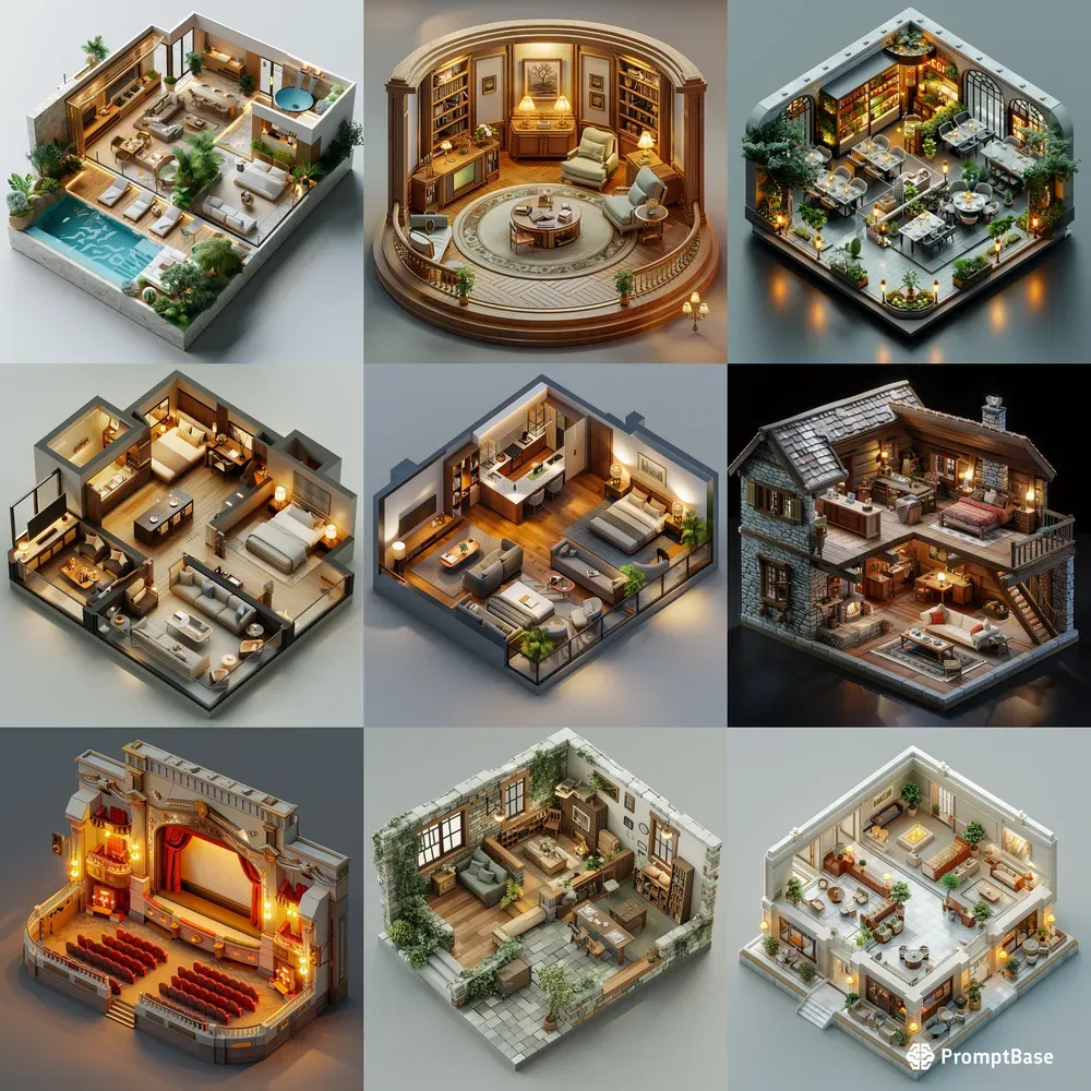 3D Isometric Creative Designs Midjourney Prompt | PromptBase