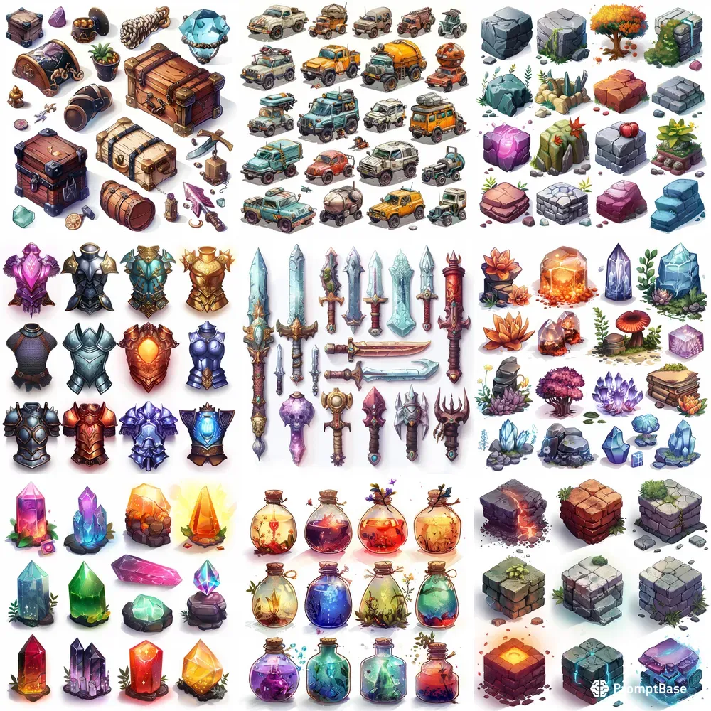Game Asset Sheets Midjourney Prompt | PromptBase