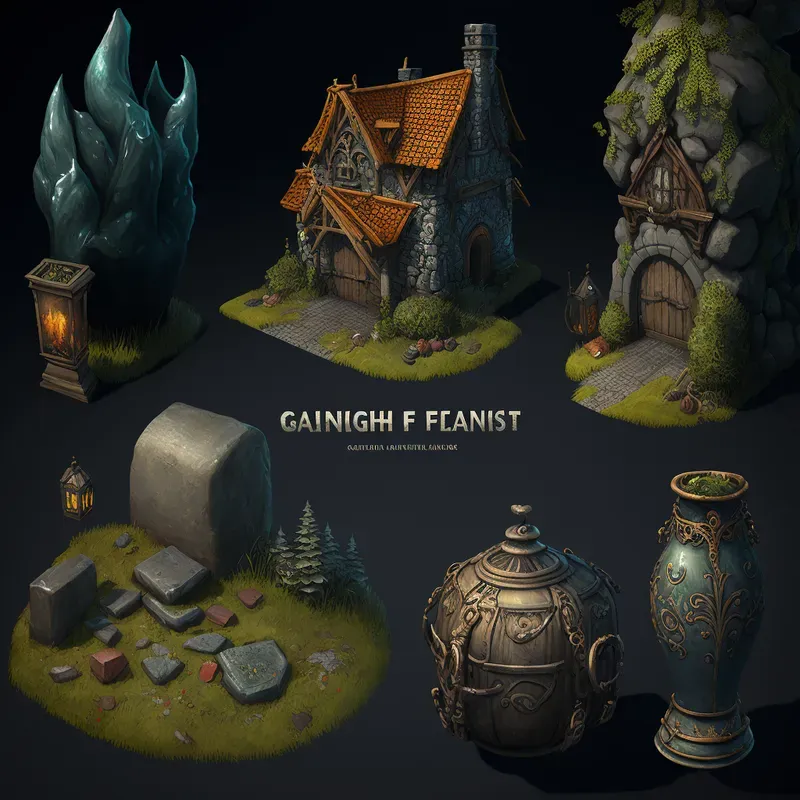 Classic Fantasy RPG Game Assets Midjourney Prompt | PromptBase