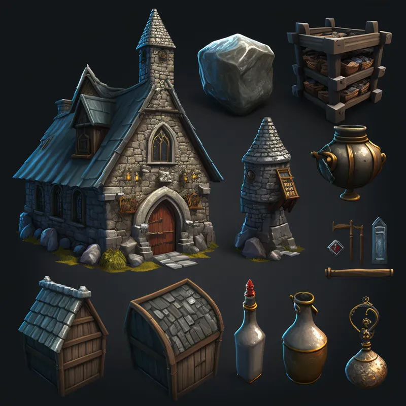 Classic Fantasy RPG Game Assets Midjourney Prompt | PromptBase