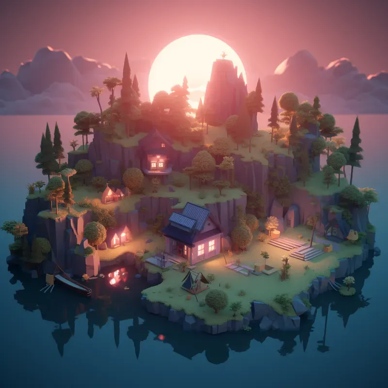 3D Isometric Game Scenes Midjourney Prompt | PromptBase