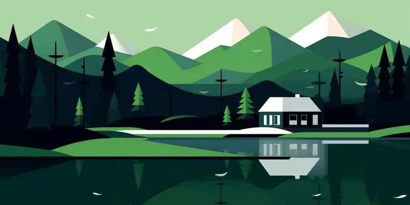 The 2D Vector Landscape Illustrations Midjourney Prompt | PromptBase