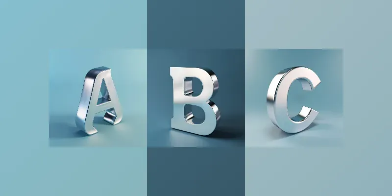 3D Isometric Chrome Metal Style Letters Midjourney Prompt | PromptBase