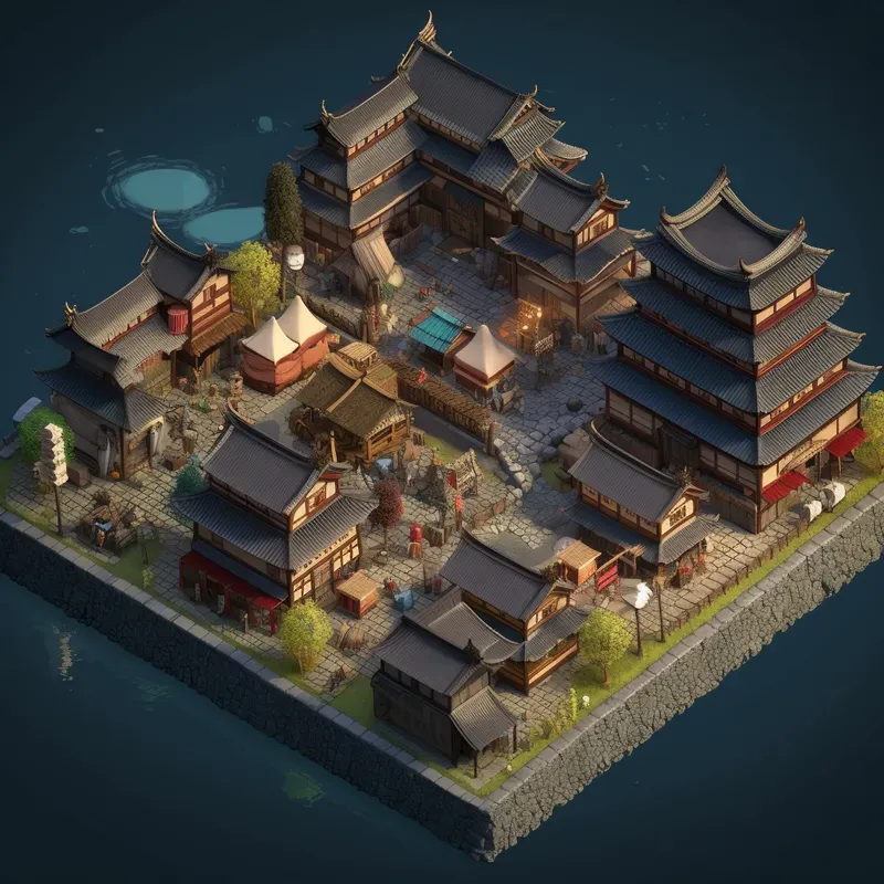 3D Rendered Isometric Design Game Scenes Midjourney Prompt | PromptBase