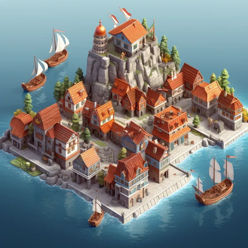 3D Rendered Isometric Design Game Scenes Midjourney Prompt | PromptBase