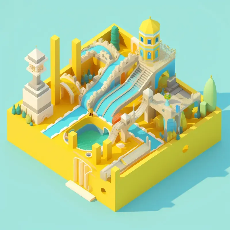 Monument Valley Game Art Isometric Levels Midjourney Prompt | PromptBase